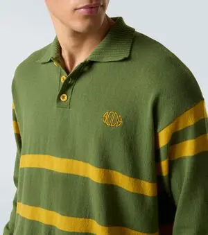 BODE Striped Virgin Wool Polo Sweater - Green