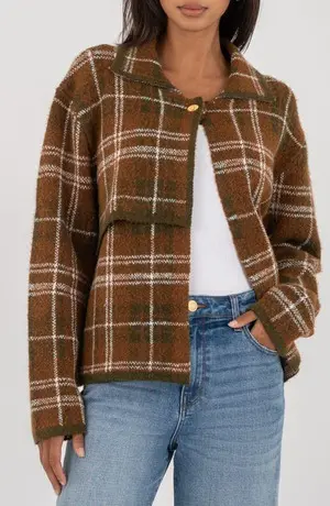 Kut From The Kloth Gemma Plaid Sweater Jacket