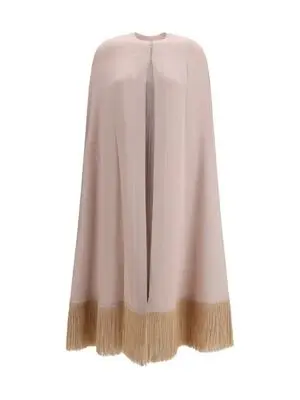 DI STAVNITSER Crepe Cape With Fringes - Beige