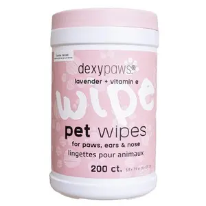 DEXYPAWS Pet Wipes 200ct Canister For Grooming Care - White