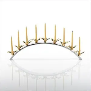 LUNARES Dove Menorah Plate Silver - Gold