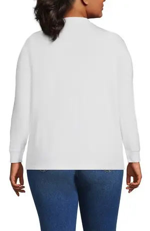 LANDS' END Cotton Long-sleeve Crewneck - White