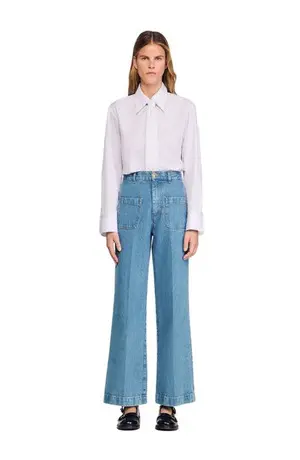 Sandro Wide-leg High-rise Jeans - Blue Jean