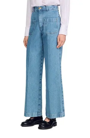 Sandro Wide-leg High-rise Jeans - Blue Jean