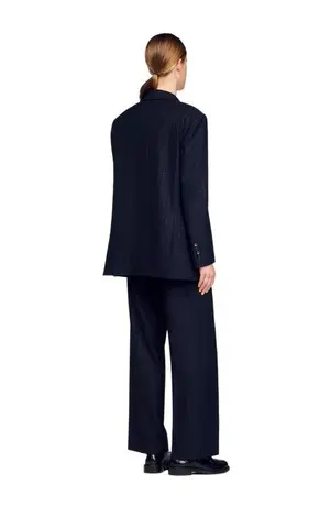 Sandro Striped Rhinestone Suit Jacket - Navy Blue