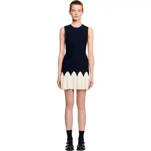 Sandro Two-tone Knit Mini Dress