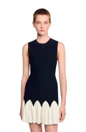 Sandro Two-tone Knit Mini Dress