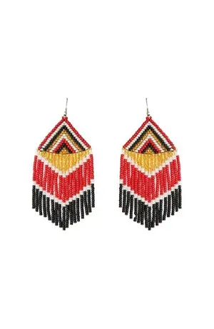 FOSTERIE Embera Beaded Dangle Earrings - Fire