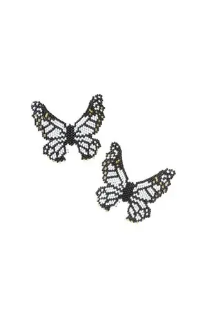 FOSTERIE Butterfly Embera Earrings - White