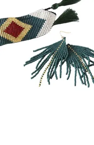 FOSTERIE Fire Fringe Embera Hoop Earrings