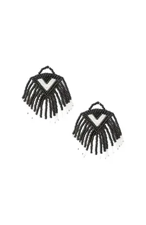 FOSTERIE Beaded Dangle Earrings - Black & Silver