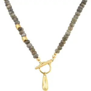 COLLECTION 1304 Golden Teardrop Moonstone Necklace - Gold