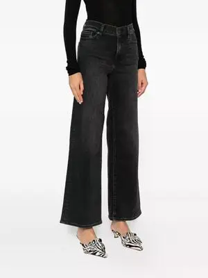 FRAME Stretch-cotton Wide Leg Jeans - Black