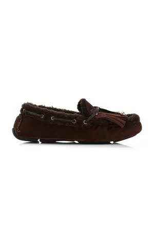 JIMMY CHOO Manon Shearling Driving Loafers - Brown