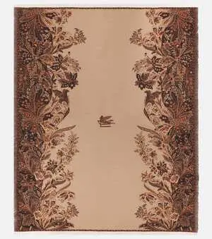 Etro Clergy Pegaso Floral Wool Throw - Brown