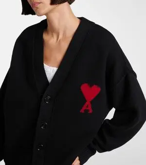 AMI Paris De Coeur Virgin Wool Cardigan