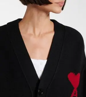 AMI Paris De Coeur Virgin Wool Cardigan