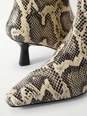 AeydĒ Elina Snake-effect Leather Ankle Boots