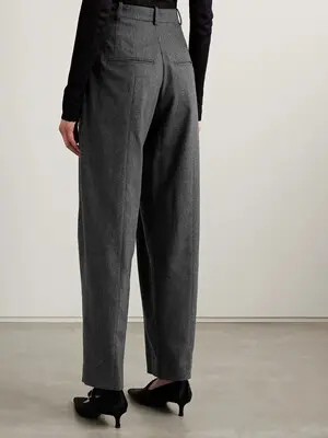 Khaite Dugan Pleated Wool Tapered Pants - Gray