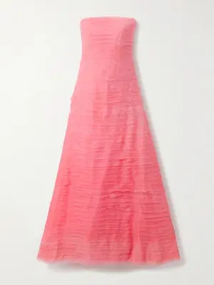 Aje Soundscape Strapless Layered Chiffon Gown - Pink
