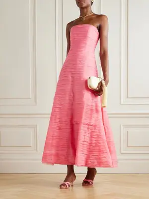 Aje Soundscape Strapless Layered Chiffon Gown - Pink