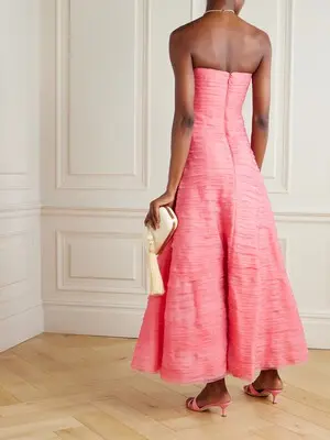 Aje Soundscape Strapless Layered Chiffon Gown - Pink