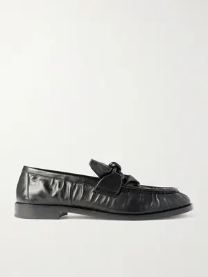 Bottega Veneta Astaire Knotted Crinkled-leather Loafers - Black