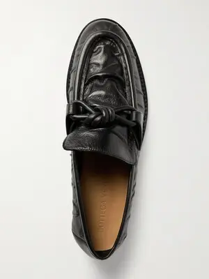 Bottega Veneta Astaire Knotted Crinkled-leather Loafers - Black