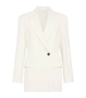 Brunello Cucinelli Comfort Viscose Couture Twill Blazer - White