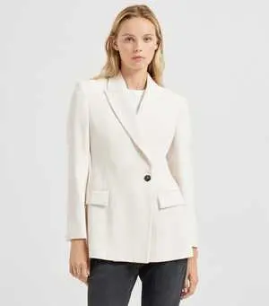 Brunello Cucinelli Comfort Viscose Couture Twill Blazer - White