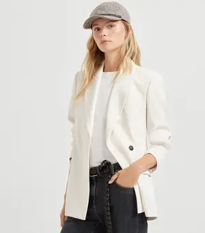 Brunello Cucinelli Comfort Viscose Couture Twill Blazer - White