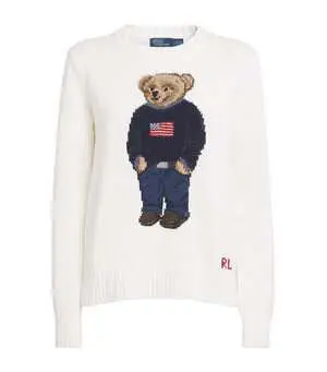 Polo Ralph Lauren Linen-cotton Polo Bear Sweater - White