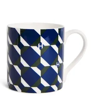 Harrods Logo Geometric Mug - Navy