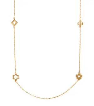 Tory Burch Long Kira Clover Necklace - Gold