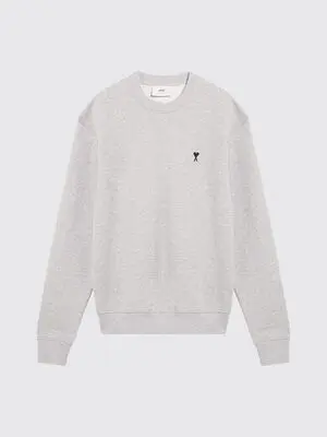 AMI Paris Cotton Crewneck Sweatshirt With Logo - Grey 1