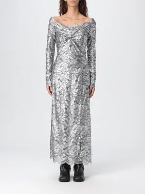 Rabanne Metallic Lace Maxi Dress - Silver