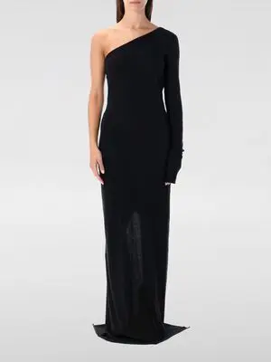 Black one shoulder maxi evening dress