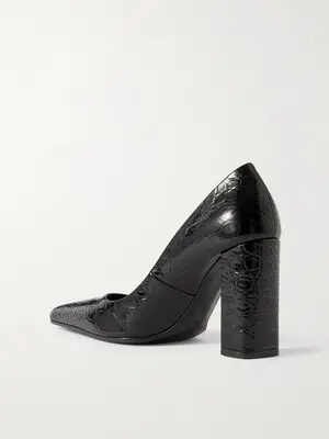 Alaïa 90 Croc-effect Leather Pumps - Black