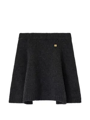 GANNI Knitted Flared Mini Skirt Grey