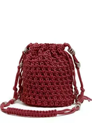 Bimba Y Lola Crochet Bucket Bag With Drawstring - Red