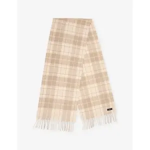 Dunhill Tartan Fringed Cashmere Scarf - Natural
