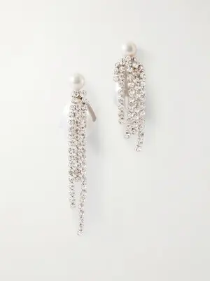 Completedworks Rhodium-plated Pearl And Crystal Dangle Earrings - White