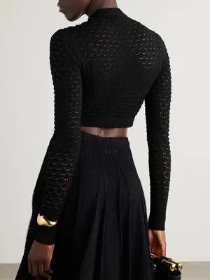 LANVIN Cropped Open-knit Cardigan
