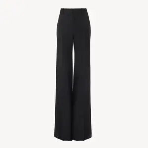 Chloé High-rise Flared Trousers In Wool Grain De Poudre Eggshell
