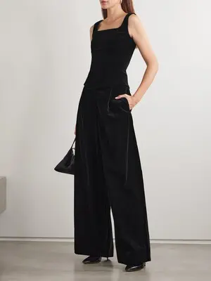Max Mara Stretch-cotton Velvet Wide-leg Pants