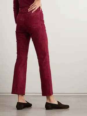JOSEPH Duke Cropped Suede Straight-leg Pants - Red