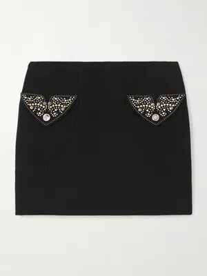 Versace Studded Wool-crepe Midi Skirt