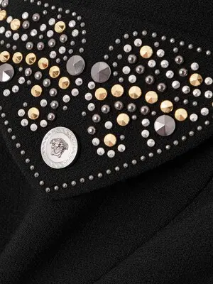 Versace Studded Wool-crepe Midi Skirt