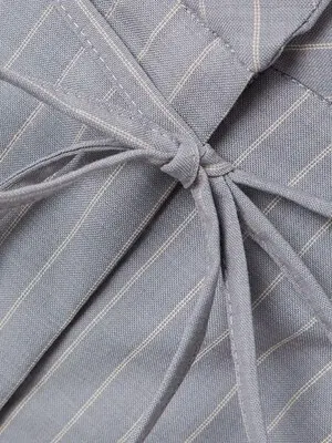 DEIJI STUDIOS Belted Striped Wool Straight-leg Pants - Gray