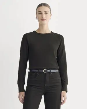 Everlane Slim-fit Crew Neck Waffle Sweater - Black